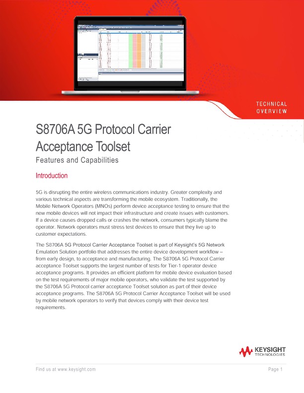 S8706A Protocol Carrier Acceptance Toolset PDF Asset Page | Keysight
